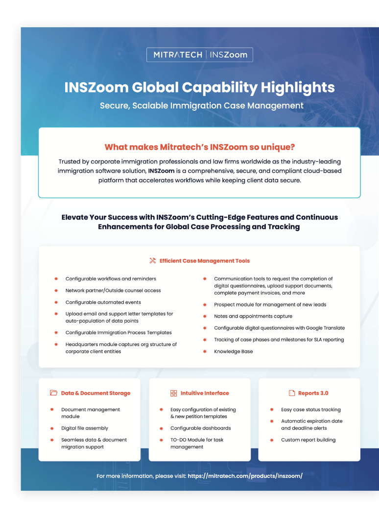 INSZoom for Global Immigration Case Management | Capability Highlights