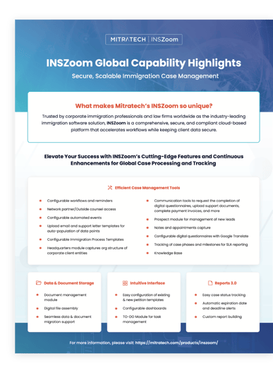 INSZoom for Global Immigration Case Management | Capability Highlights