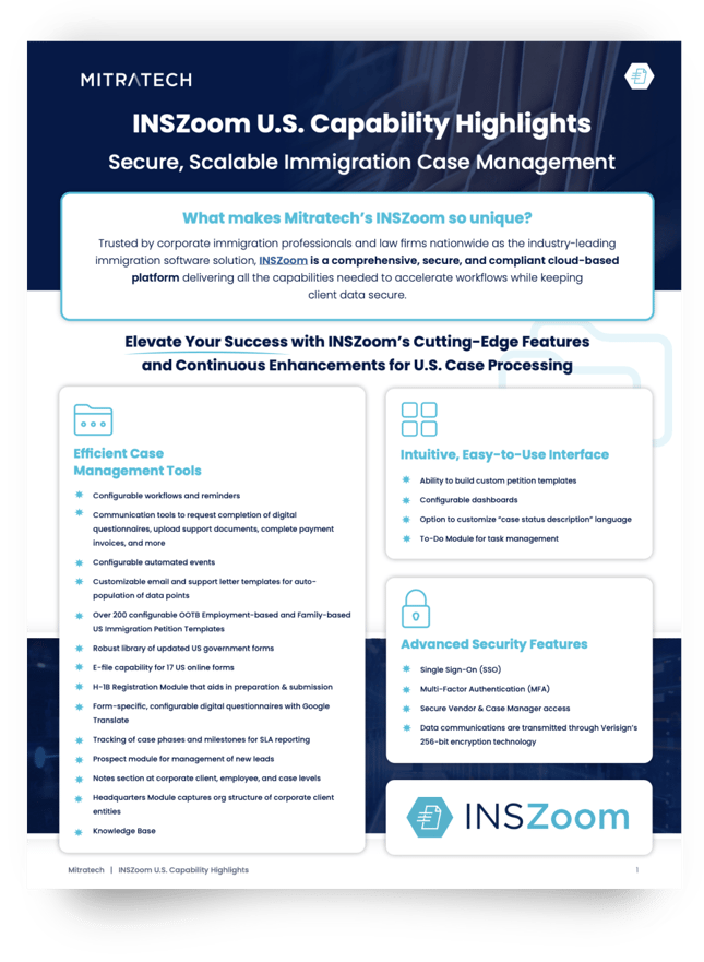 INSZoom for U.S. Immigration Case Management | Capability Highlights