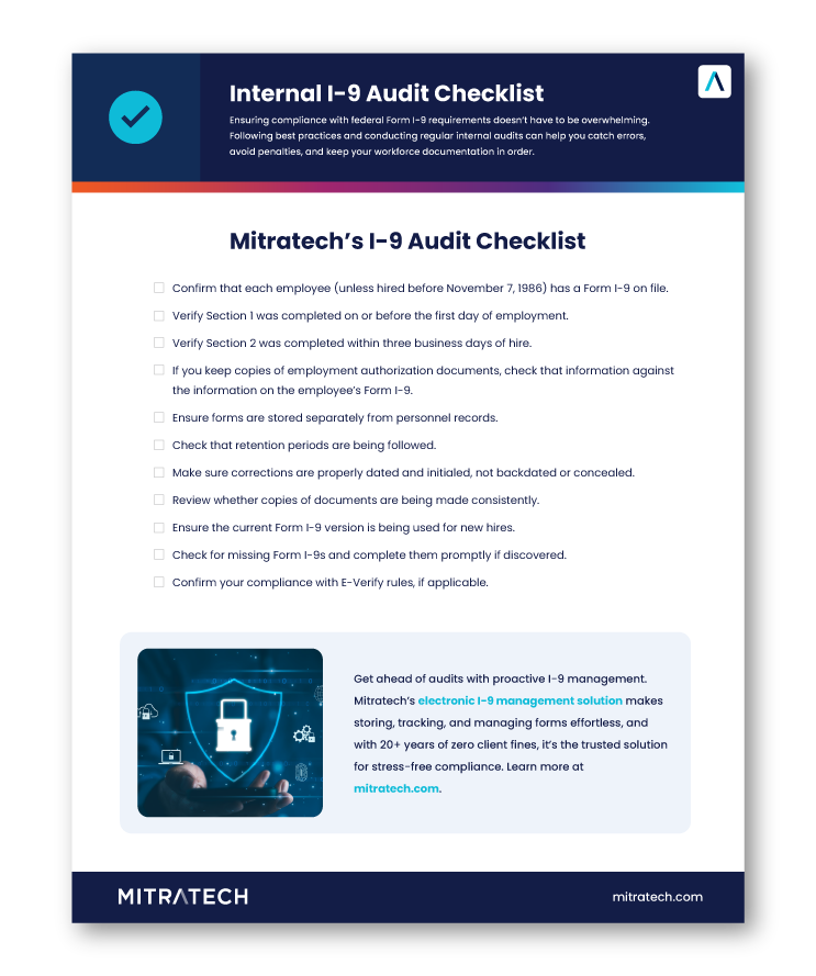 Internal I-9 Audit Checklist