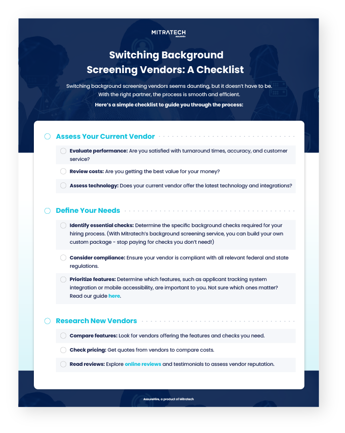 Switching Background Screening Vendors Checklist